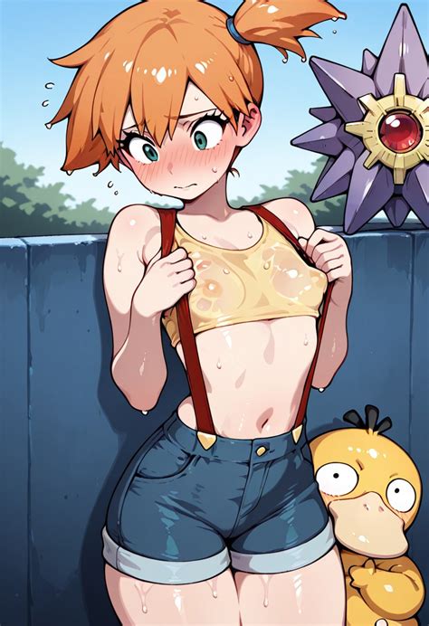 Rule 34 Ai Generated Blue Jean Shorts Blush Embarrassed Female Flat