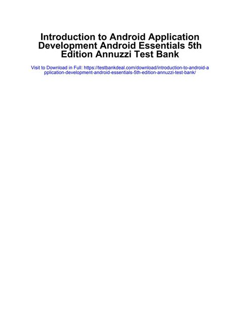 Introduction To Android Application Development Android Essentials 5th Edition Annuzzi Test Bank