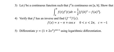 solved let f ﻿be a continuous function such that f ﻿is