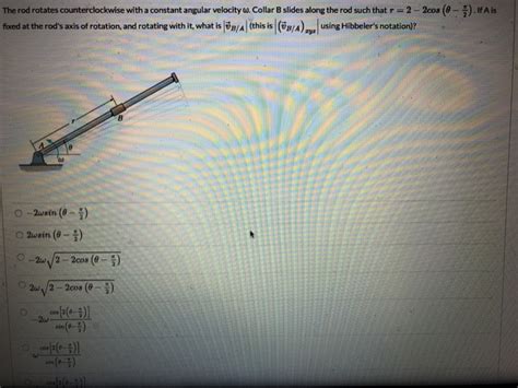 Solved The Rod Rotates Counterclockwise With A Constant Chegg