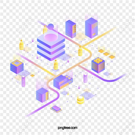 Purple Isometric Style Light Effect Map Violet Model Map Vector Style Stereoscopic Png Image
