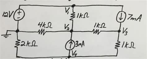 Solved Solve For V1 V2 V3 And V4 Using Nodal Analysis