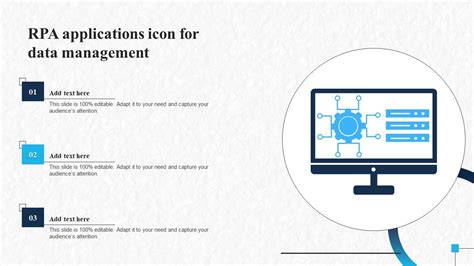 Rpa Applications Icon For Data Management Ppt Powerpoint