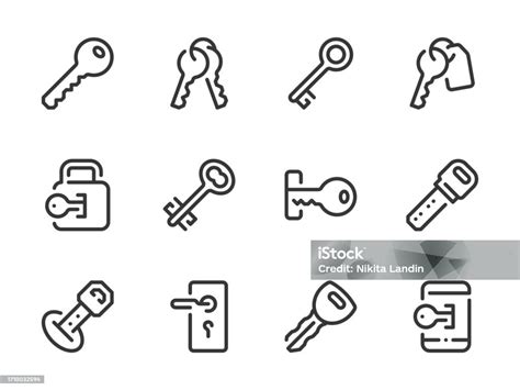 Key And Access Vector Line Icons Stock Illustration Download Image