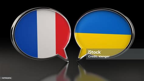 연설 거품과 프랑스와 우크라이나 플래그입니다 3 차원 일러스트 레이 션 0명에 대한 스톡 사진 및 기타 이미지 0명 3차원