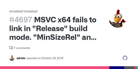 MSVC X Fails To Link In Release Build Mode MinSizeRel And RelWithDeb Works Fine Issue