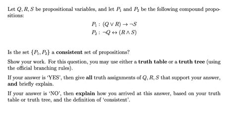 solved let q r s be propositional variables and let pị