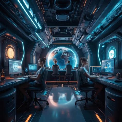 Futuristic Control Center With Advanced Global Monitoring Premium Ai Generated Image