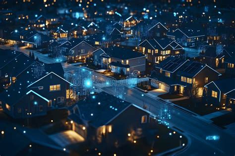 Digitally Enhanced Suburban Area With Connected Homes And Data