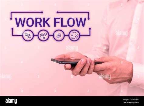 Text Caption Presenting Work Flow Business Approach Continuity Of A Certain Task To And From An