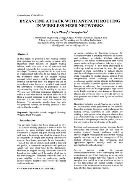 Byzantine Attack With Anypath Routing In Wireless Mesh Networks Pdf
