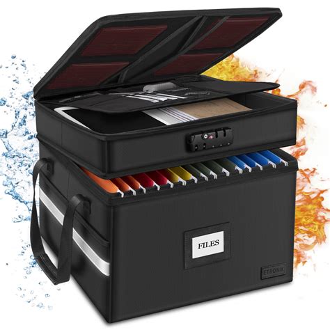Fireproof Document Box With Lock ETRONIK Layer File Box Organizer