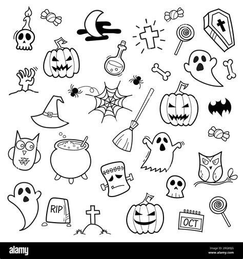 Halloween Doodles Hand Drawn Vector Illustration Stock Vector Image Art Alamy