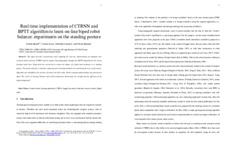 Pdf Real Time Implementation Of Ctrnn And Bptt Algorithm To Learn On