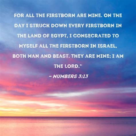 Numbers 3 13 For All The Firstborn Are Mine On The Day I Struck Down Every Firstborn In The