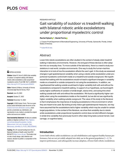 Pdf Gait Variability Of Outdoor Vs Treadmill Walking With Bilateral Robotic Ankle Exoskeletons