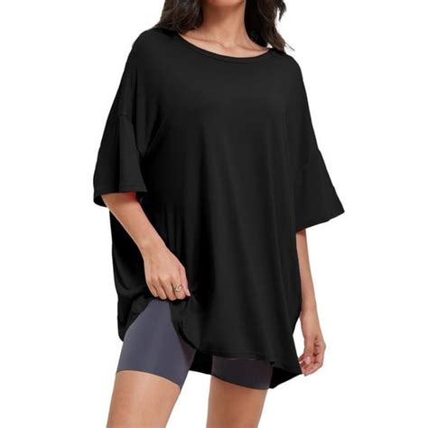 Anqov T Shirts For Women Plus Size V Neck Short Sleeve Loose Fitting