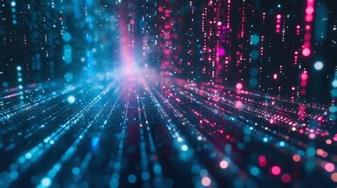 Enter The Captivating Realm Of A Surreal Futuristic Digital World Illuminated By Cascades Of