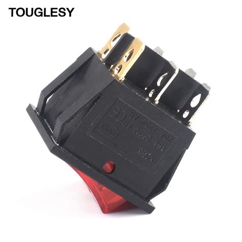 双联船型开关红绿色带灯2档6脚电源按钮开关电饼铛电暖器开关 虎窝淘