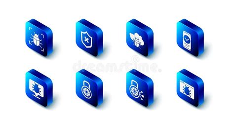 Set Shield With Cross Mark System Bug On Cloud Smartphone Cyber