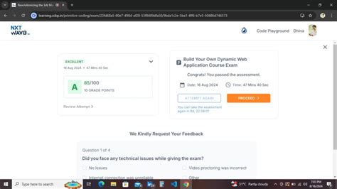 Passed Dynamic Web Application Course Dhina D Posted On The Topic