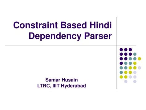 Ppt Constraint Based Hindi Dependency Parser Powerpoint Presentation Id4772752