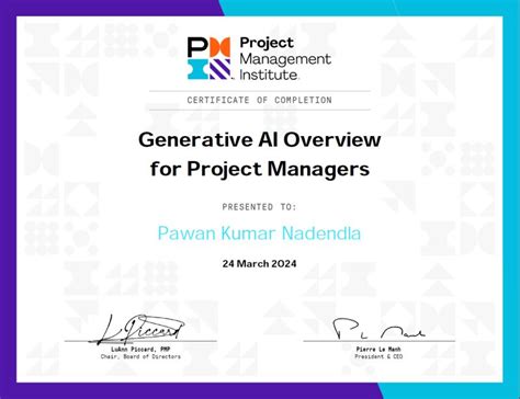 🎓 Completed Generative Ai For Project Managers Course By Pmi 🎓 Pawan Nadendla Posted On The