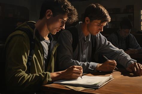 Diverse Duo Exploring Gender Dynamics In The Classroom A Ratio Premium AI Generated Image