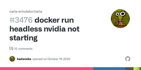 Docker Run Headless Nvidia Not Starting · Issue 3476 · Carla Simulatorcarla · Github