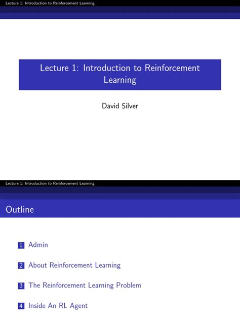 Lecture 1 Introduction To Reinforcement Learning David Silver Pdf