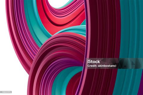 3d 추상 액체 트위스트 모양 물결 모양 무지개 빛깔의 네온 디지털 아트 기하 도형에 대한 스톡 사진 및 기타 이미지 기하 도형 파도 패턴 흰색 배경 Istock