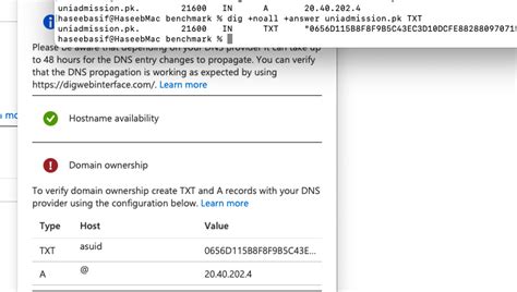 unable to verify custom domain in azure microsoft qanda