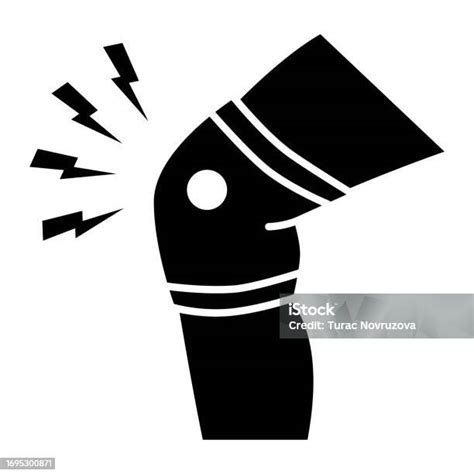 무릎 통증 단단한 아이콘 신체 통증 개념 흰색 배경에 관절 다리 기호의 불편함 글리프 스타일의 모바일 개념 웹 디자인의 다리 통증 아이콘 벡터 그래픽 0명에 대한 스톡 벡터