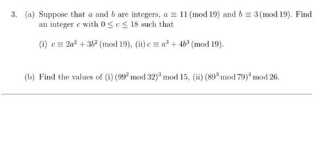solved a suppose that a and b are integers a≡11 mod19