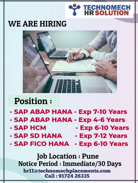 Hiringalert Sap Abap Hana Hcm Sd Sapconsultants Pune