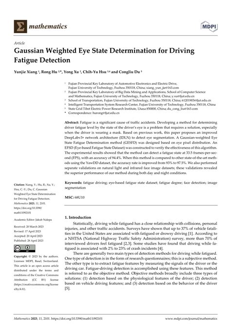 pdf gaussian weighted eye state determination for driving fatigue