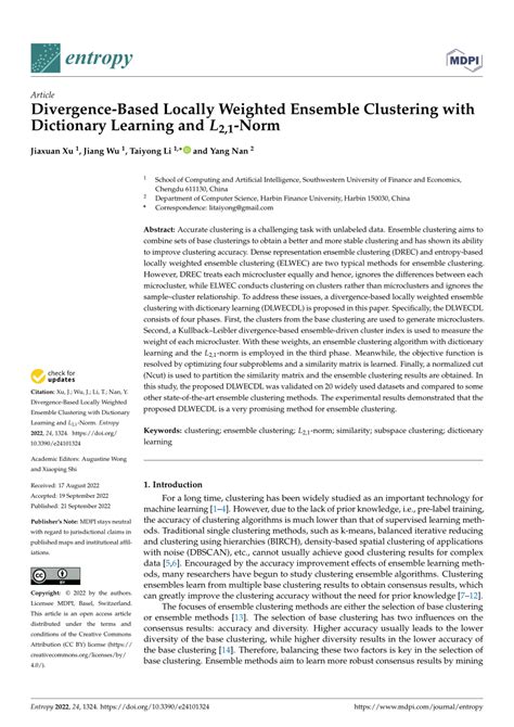 pdf divergence based locally weighted ensemble clustering with