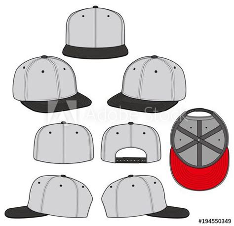 SNAPBACK Color Vector Illustration Flat Sketches Template Technical Drawing Fashion
