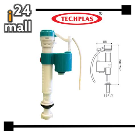 Techplas Adjustable Bottom Inlet Toilet Compact Toilet Tank Inlet Float Valve Cistern Fill