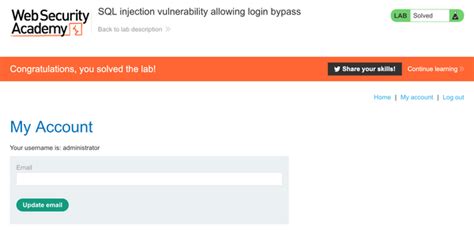 Portswiggers Sql Injection Vulnerability Allowing Login Bypass