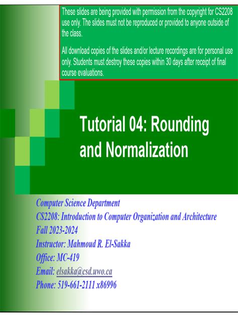 Tutorial 04 Rounding And Normalization Pdf Rounding Theoretical
