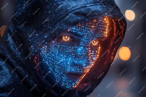 a blue digital hacker with glowing binary code ai in cybersecurity