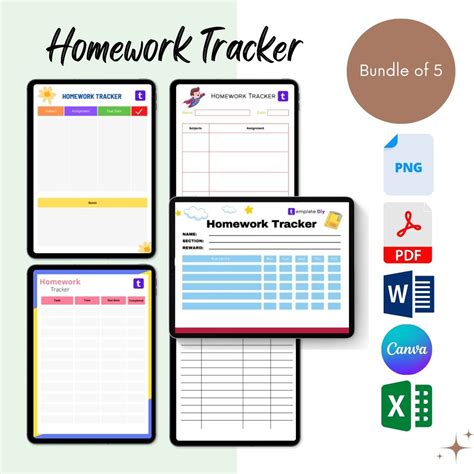 Homework Tracker Template Blank Printable Pdf Word Excel
