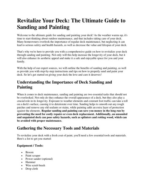 Ppt 01 Revitalize Your Deck The Ultimate Guide To Sanding And