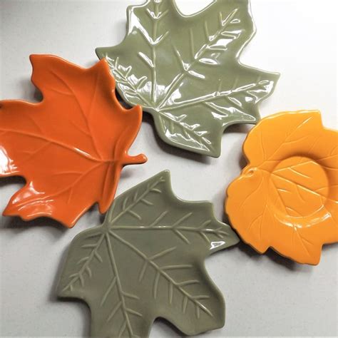 Ceramic Leaf Shaped Plates Etsy
