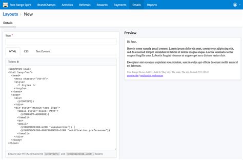 Email Layouts BrandChamp Knowledge Base