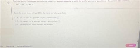 Solved Determine Whether The Sequence Is An Arithmetic