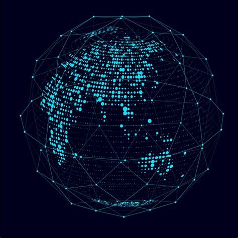 Premium Vector Virtual Planet Earth With Particles And Lines Network Connection Big Data