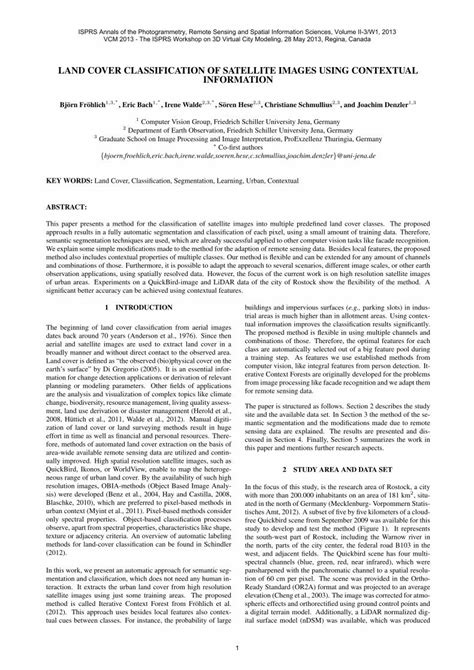 PDF LAND COVER CLASSIFICATION OF SATELLITE IMAGES LAND COVER CLASSIFICATION OF SATELLITE