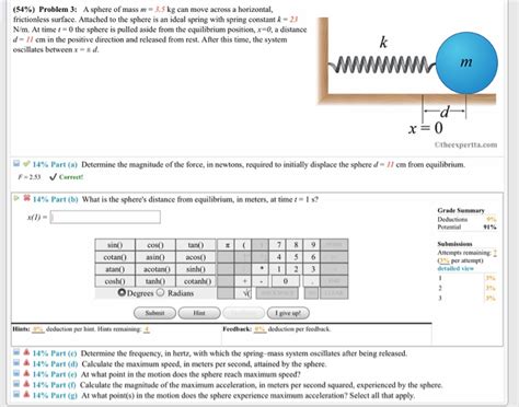 solved i 54 problem 3 a sphere of mass m 3 5 kg can